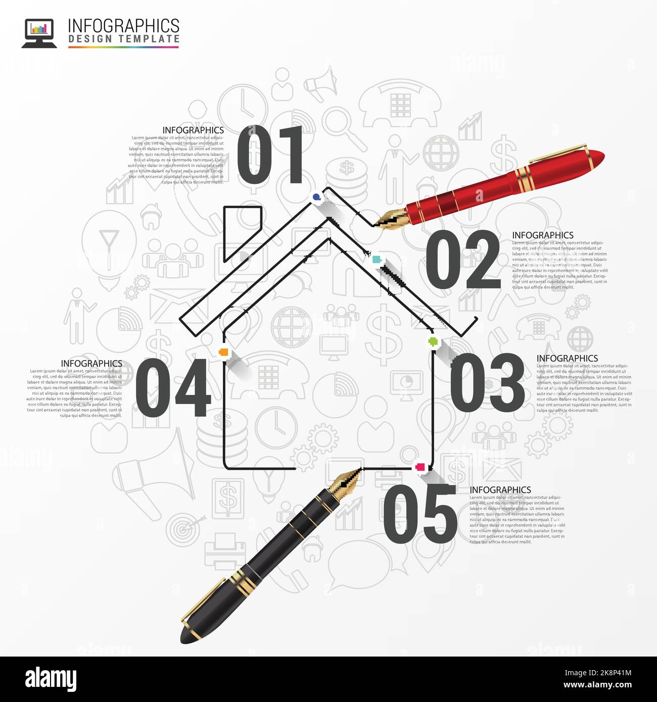 Infographic design template with house. Vector illustration Stock ...