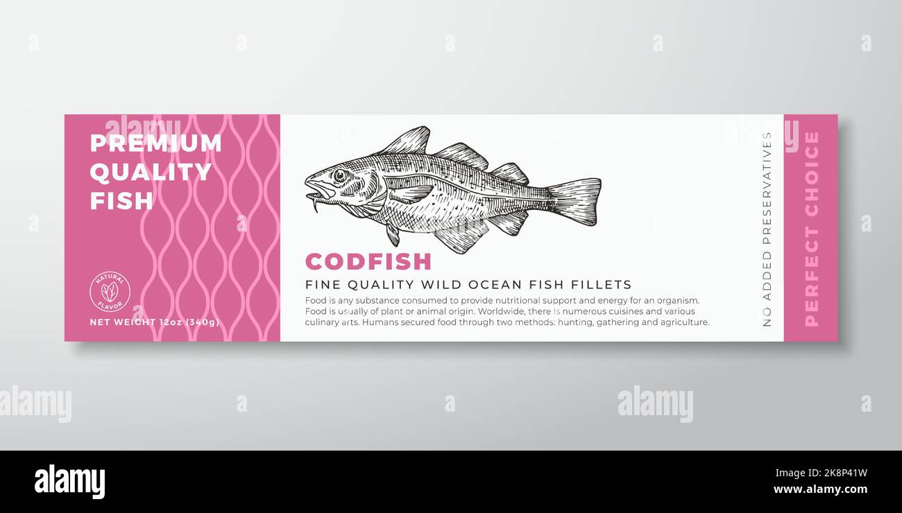 Premium Quality Codfish Vector Packaging Label Design Modern Typography ...