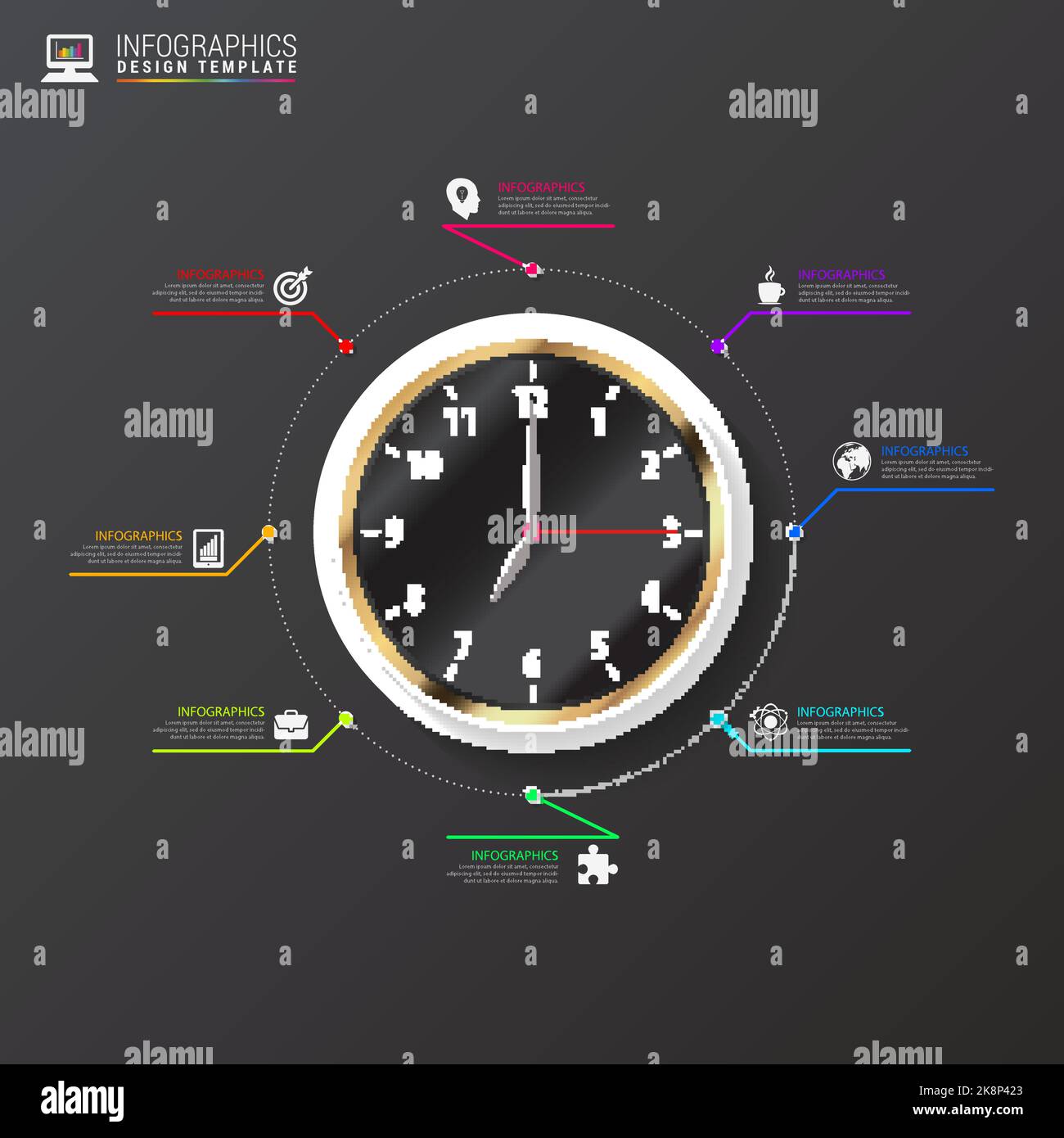 Infographic concept. Business Clock. Vector illustration Stock Vector ...