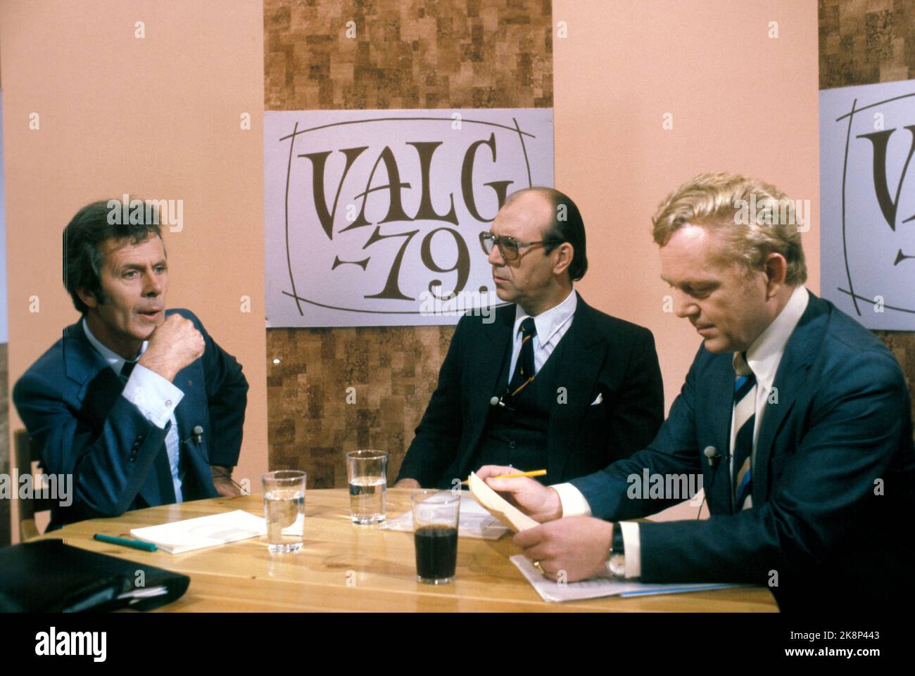 Oslo 197909 Party chairman of the Right, Erling Norvik (t.v.) in the TV ...