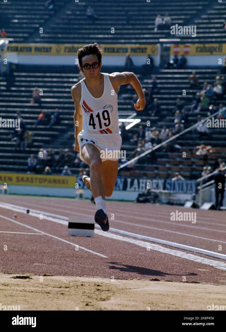 Helsinki, Finland 1971. Kristen Fløgstad in Action Tresteg during the ...