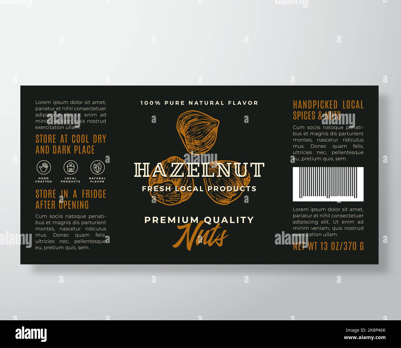 Hazelnut Food Label Template. Abstract Vector Packaging Design Layout ...