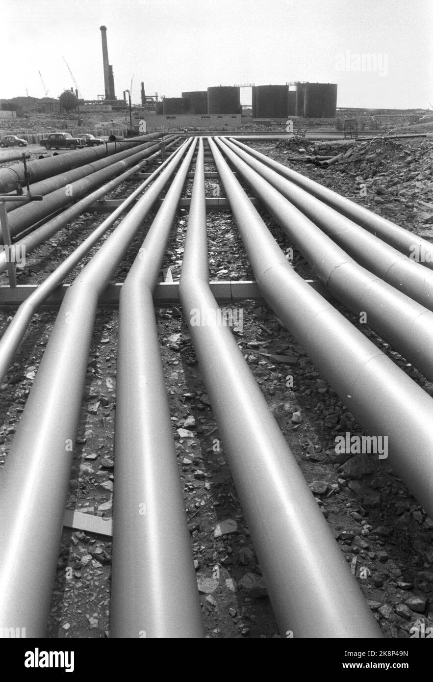 Mongstad 19740525. The first Norwegian -owned oil refinery rises at ...