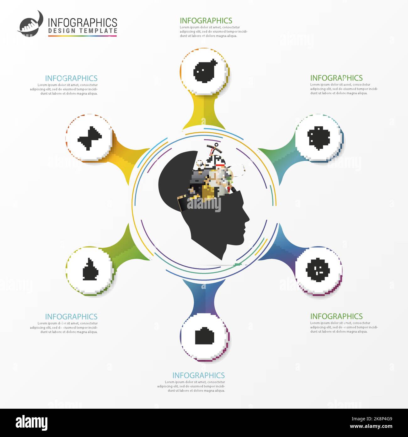 Infographic design template. Creative head. Vector illustration Stock ...