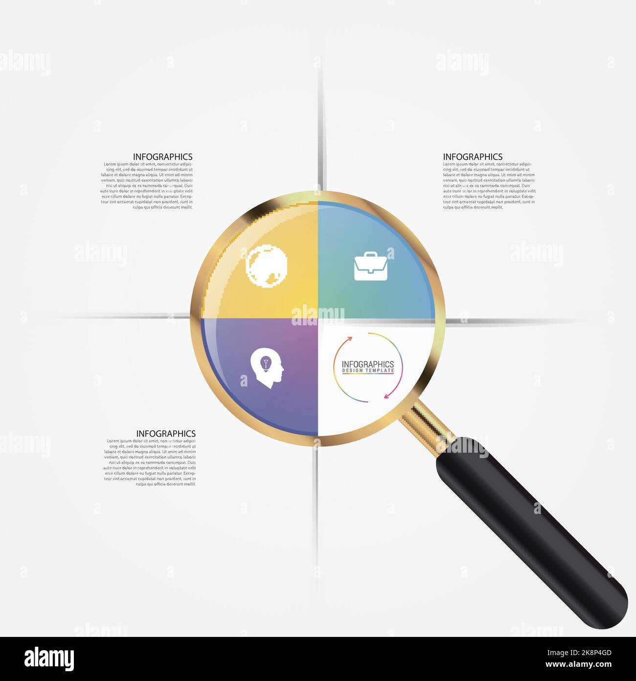 Infographic with a magnifying glass. Vector illustration Stock Vector ...