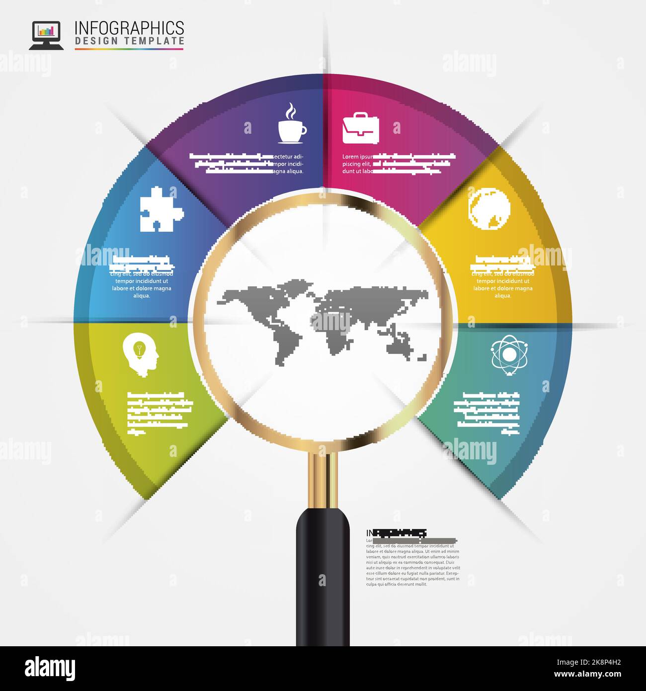 Modern infographic design with magnifier. Vector illustration Stock ...