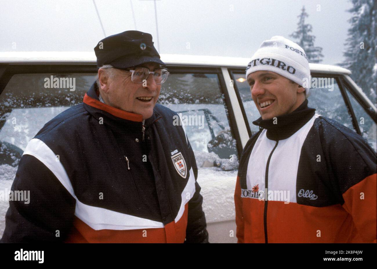 1984 here he is congratulated by king olav photo hi-res stock ...