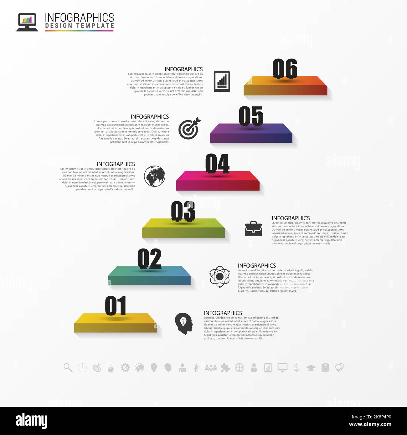 Abstract 3d stairs. Infographic or timeline template. Vector ...
