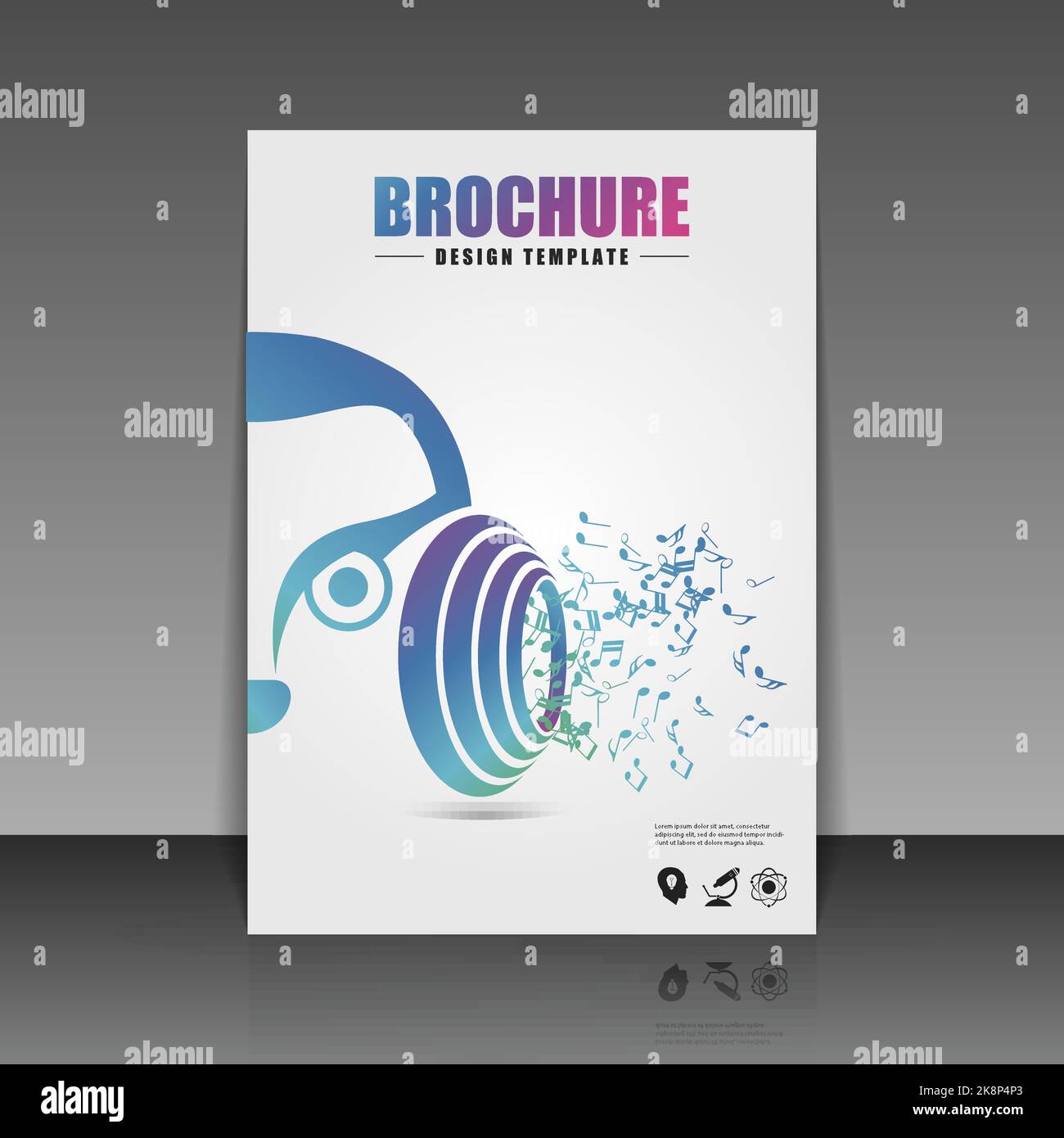 Music brochure cover design. Flyer, poster, booklet template. Vector ...