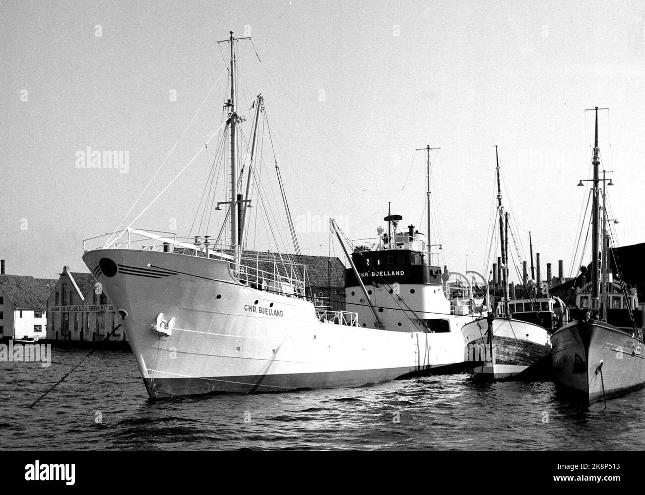 Oslo 19560825. "M/S Chr. Bjelland" by Stavanger is chartered by Thor ...