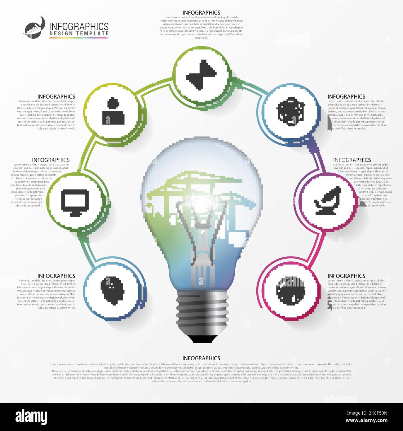 Light bulb infographic. Template for circle diagram. Vector ...