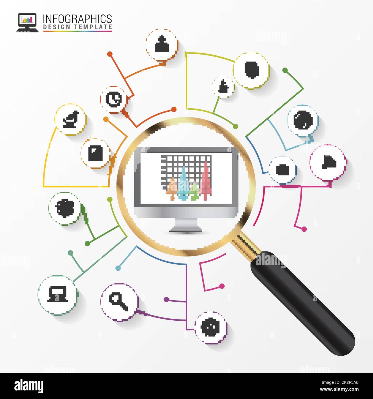 Analysis graphic design concept with magnifying glass. Vector ...