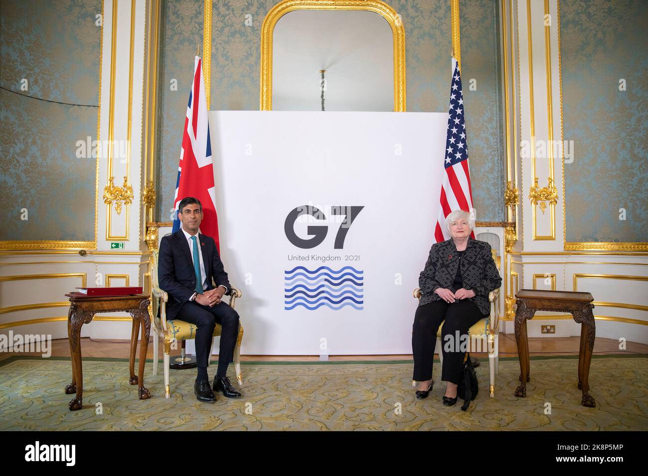 Rishi Sunak - Prime Minister of the United Kingdom - Janet Yellen and Rishi Sunak at 2021 G7 ...