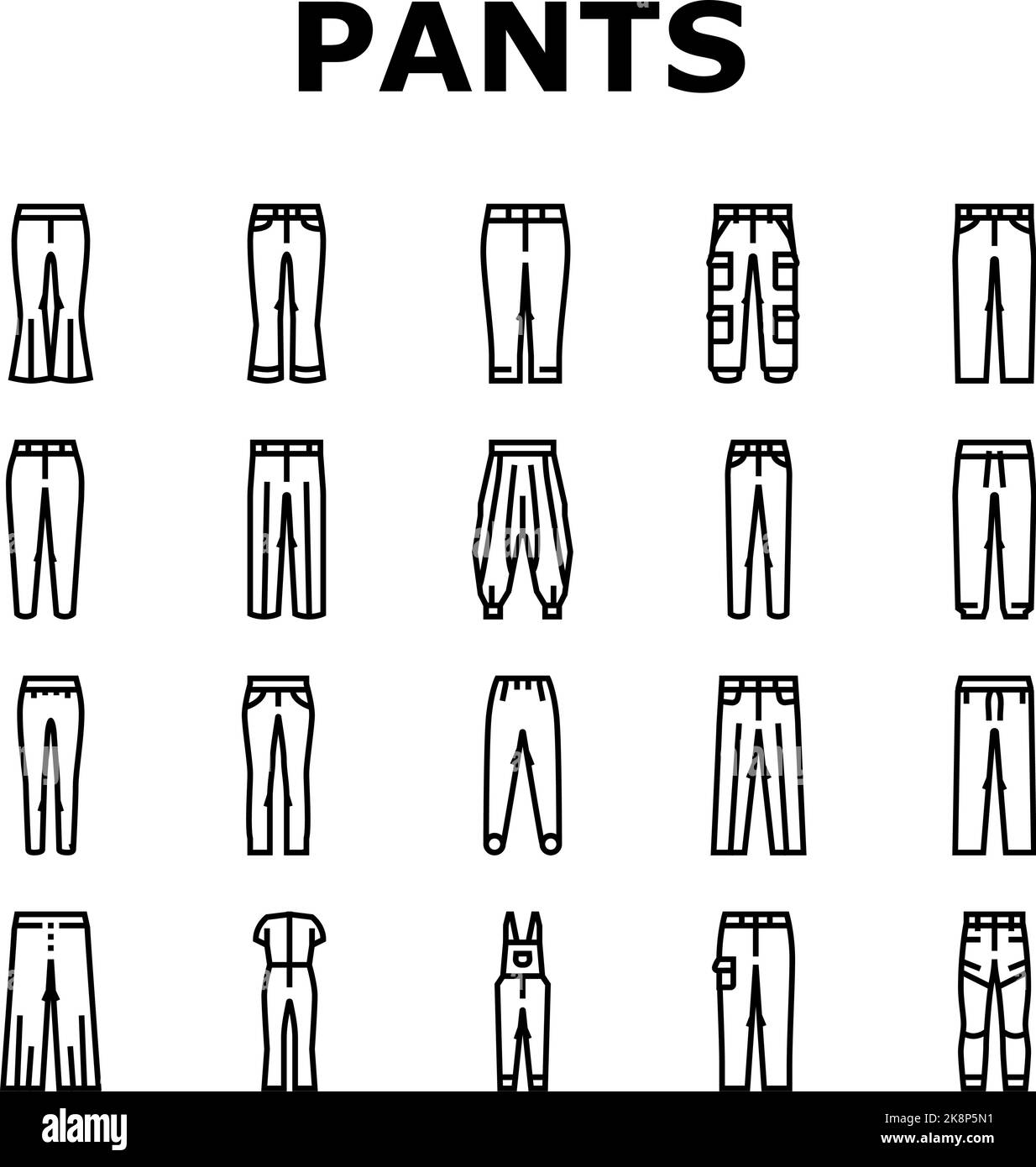 pants fashion clothes apparel icons set vector Stock Vector Image & Art ...