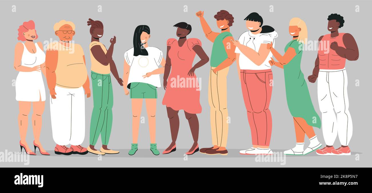 Happy people together concept vector. Crowd of deverse group. People ...