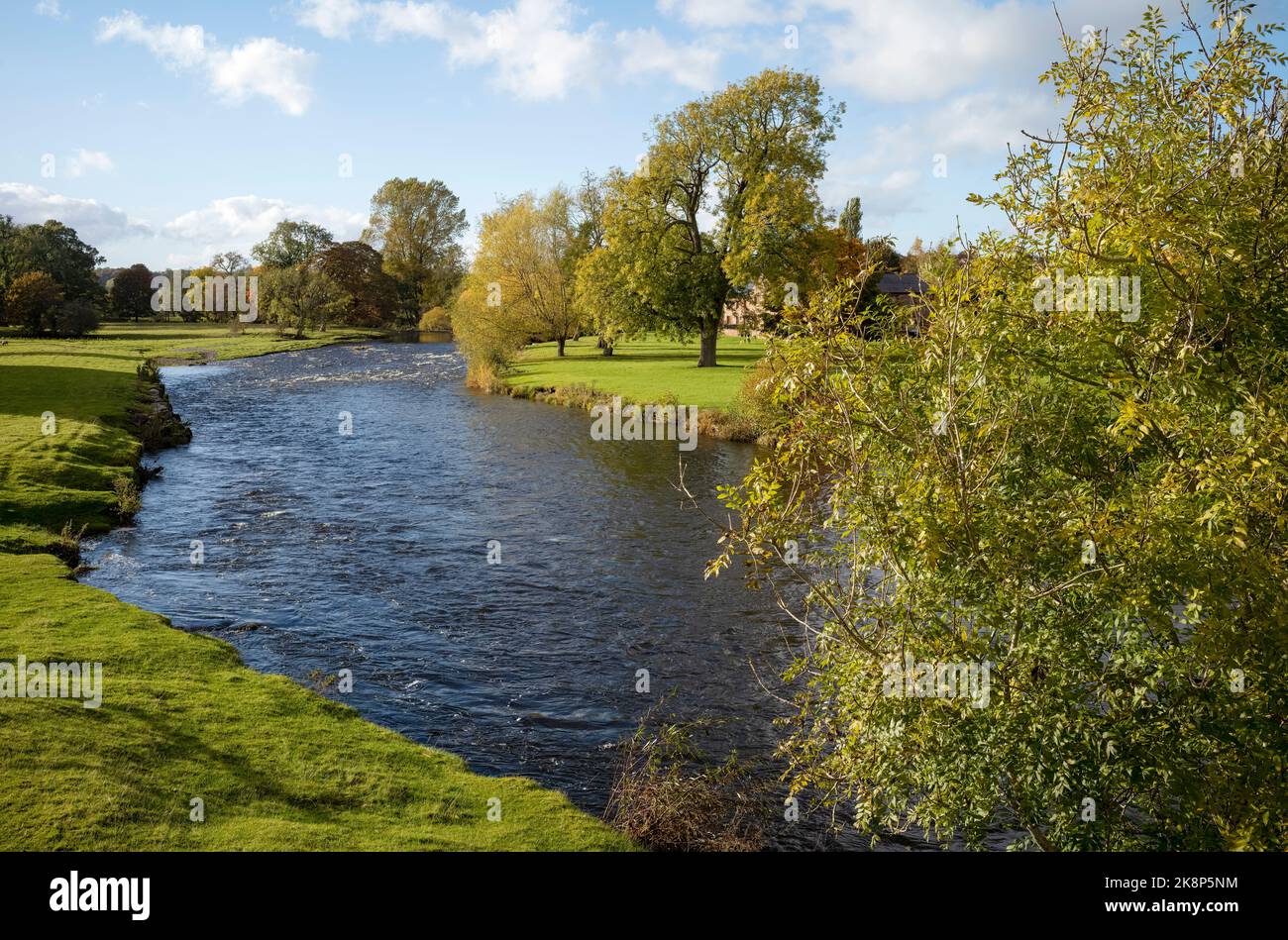 The river Eamont flowing past the shadow of Brougham Castle, Penrith ...