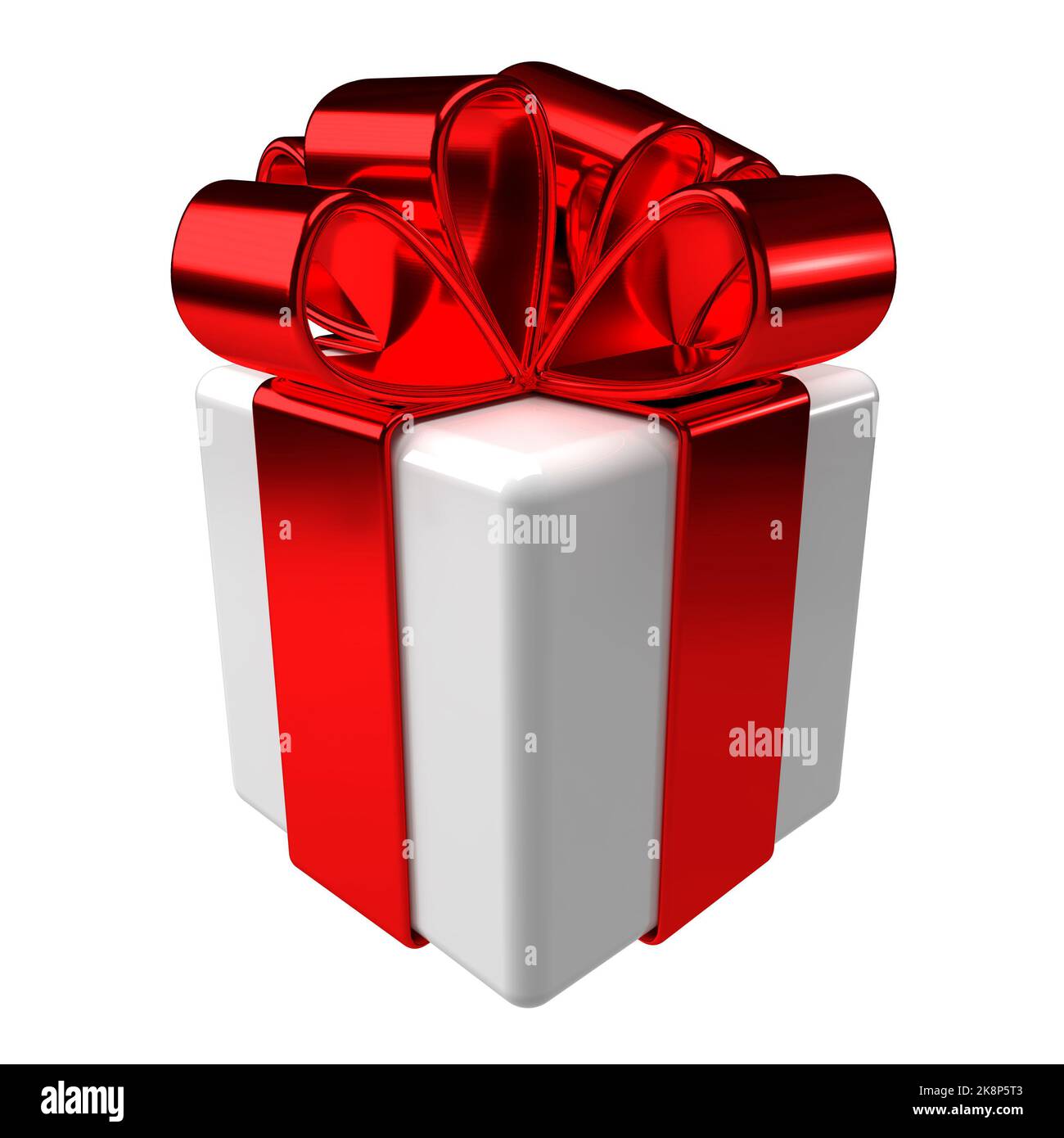 3d gift box icon. Christmas holiday white red gift wrap Stock Photo - Alamy