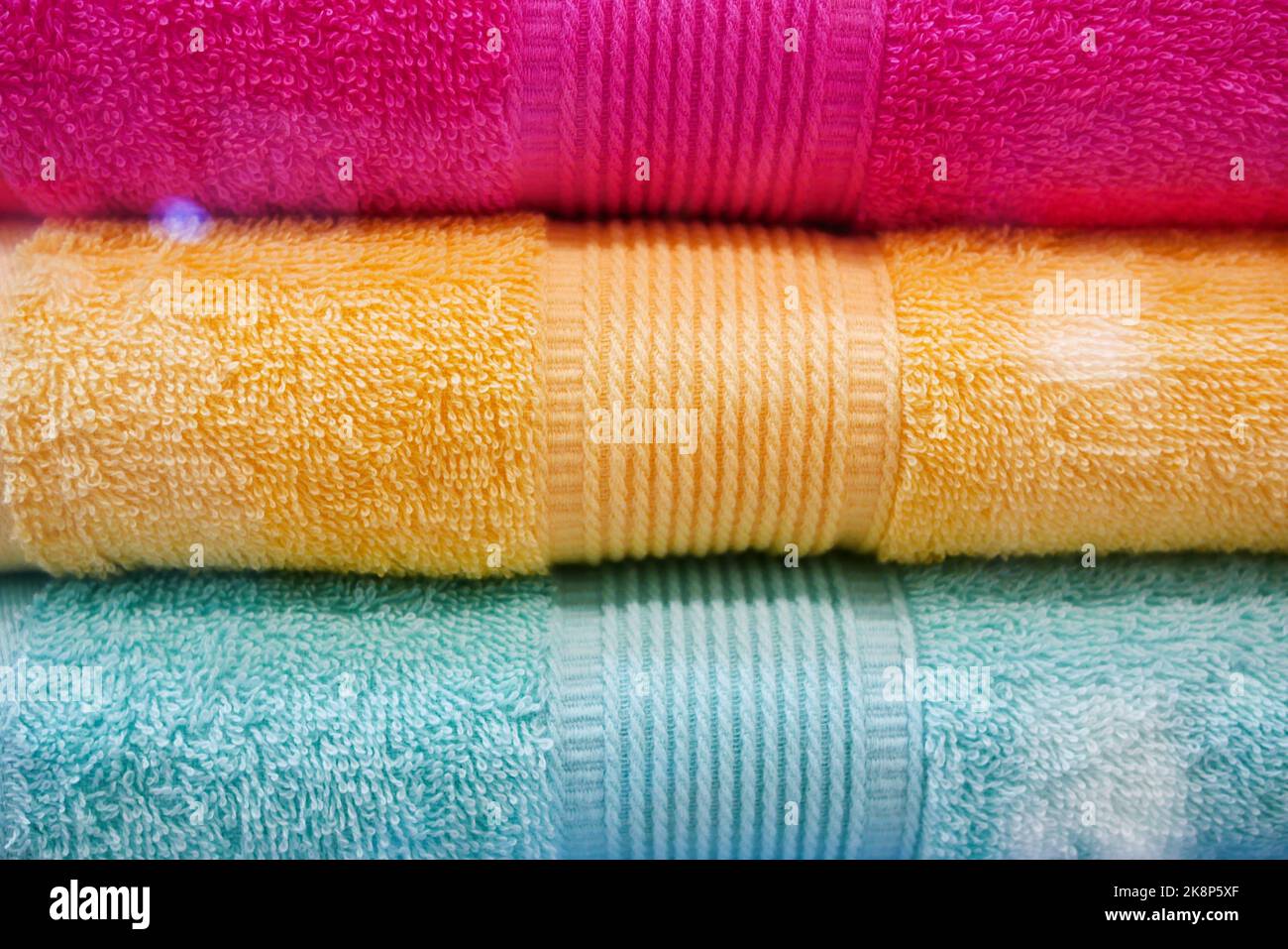 Close up stack shower towel hi-res stock photography and images - Alamy