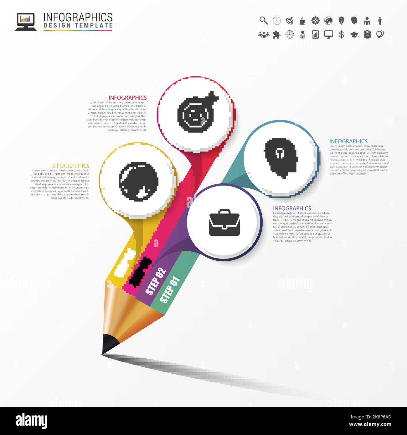 Education pencil. Infographics design template. Vector illustration ...