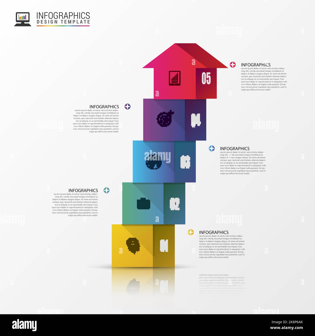 Abstract 3d stairs infographics or timeline template. Vector ...