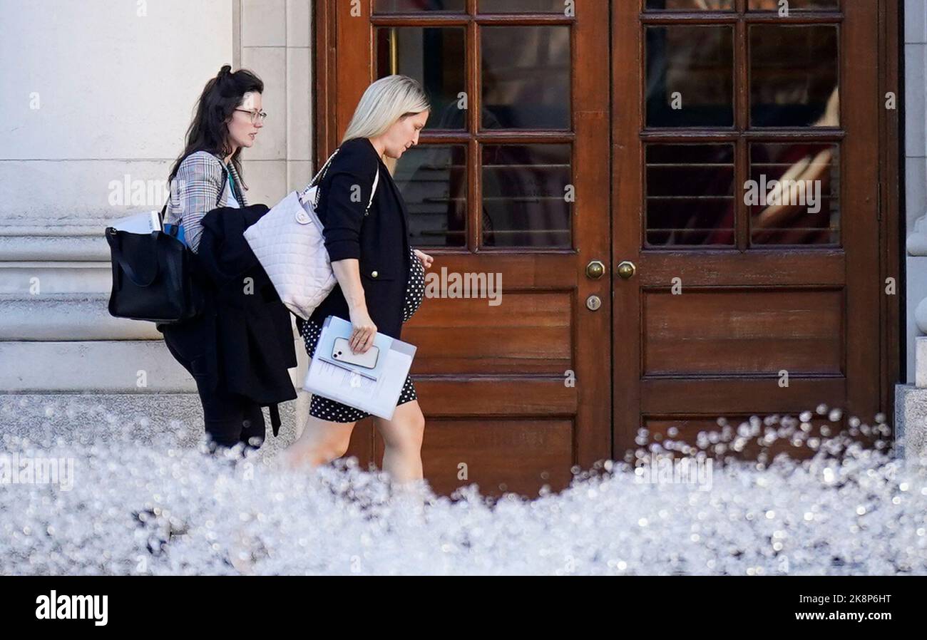 Minister for Justice Helen McEntee (right) arrives at Government ...