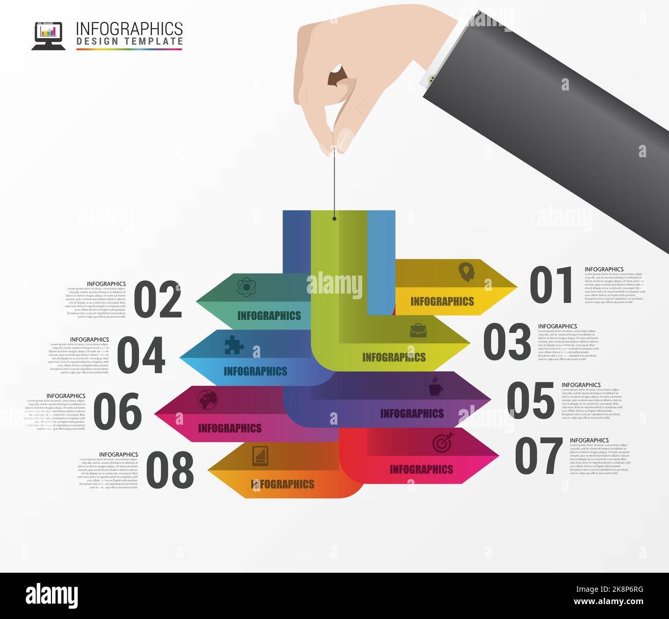 Infographic design with hand. Modern business template. Vector ...