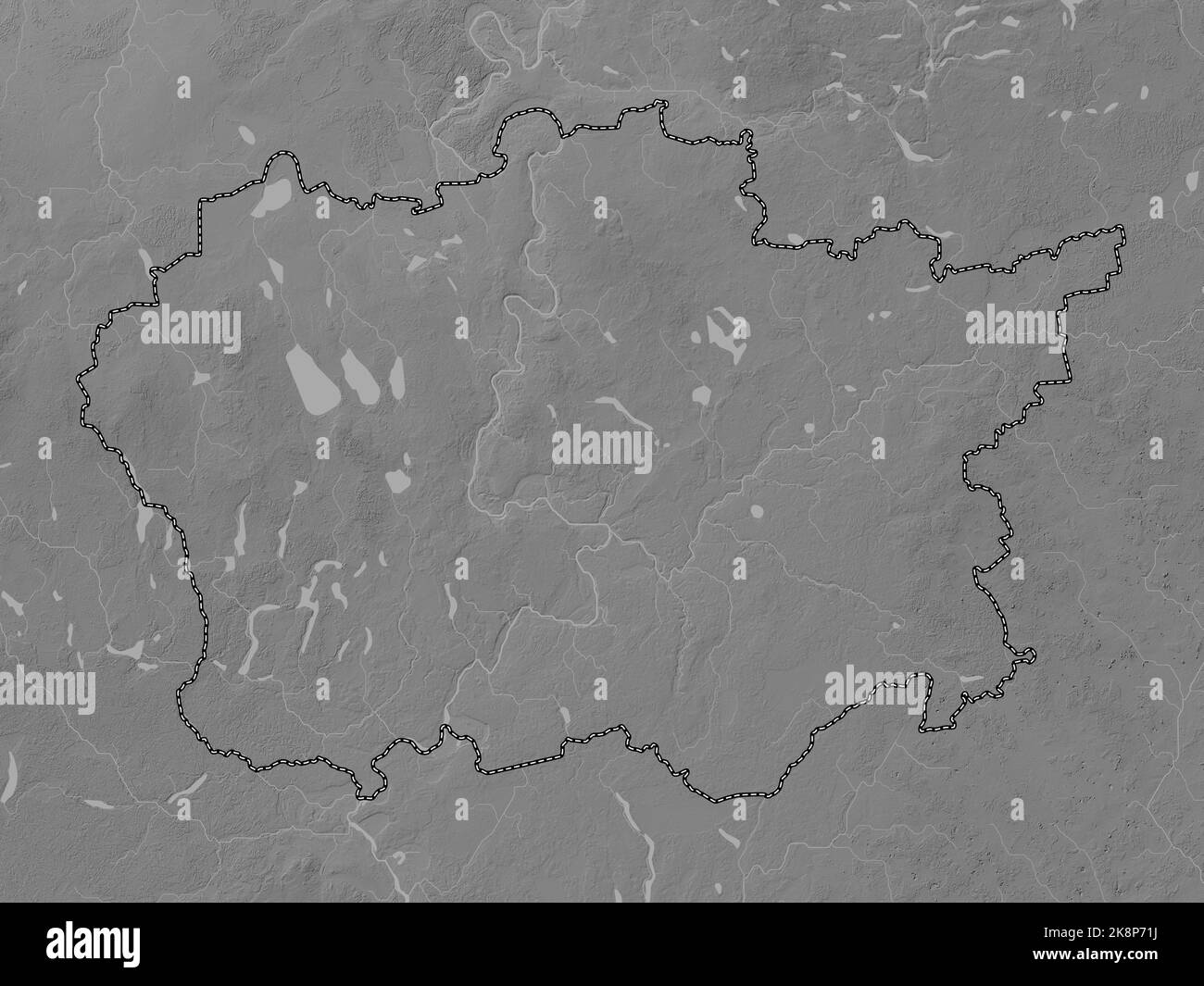 Alytaus, county of Lithuania. Grayscale elevation map with lakes and ...