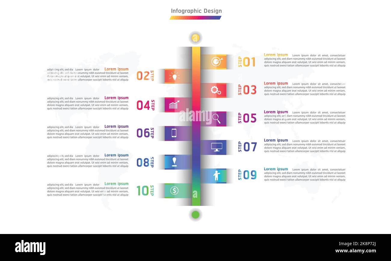 An illustration of a modern and colorful infographic design isolated on ...
