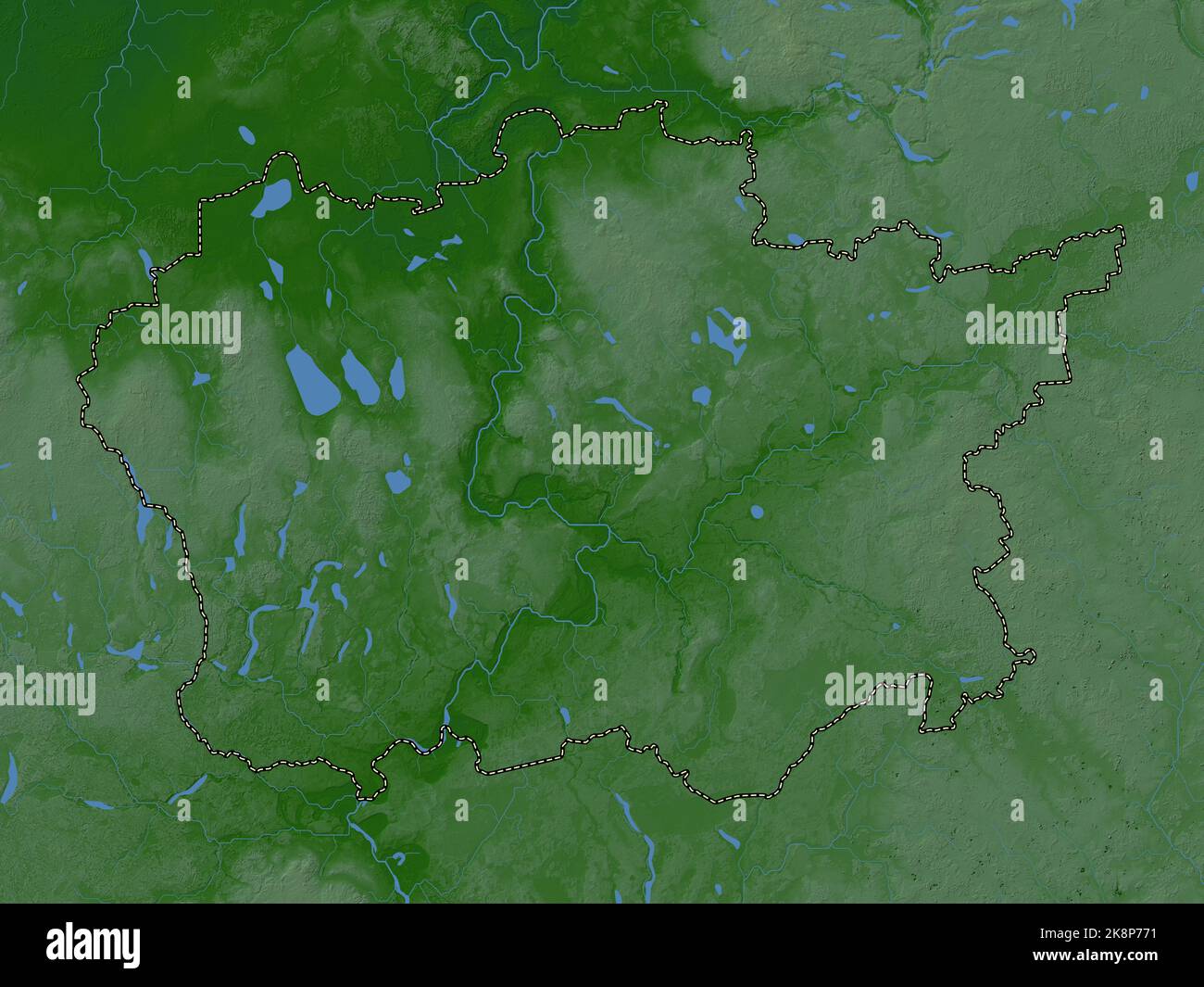 Alytaus, county of Lithuania. Colored elevation map with lakes and ...
