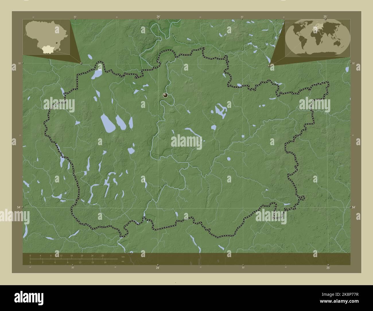 Alytaus, county of Lithuania. Elevation map colored in wiki style with ...