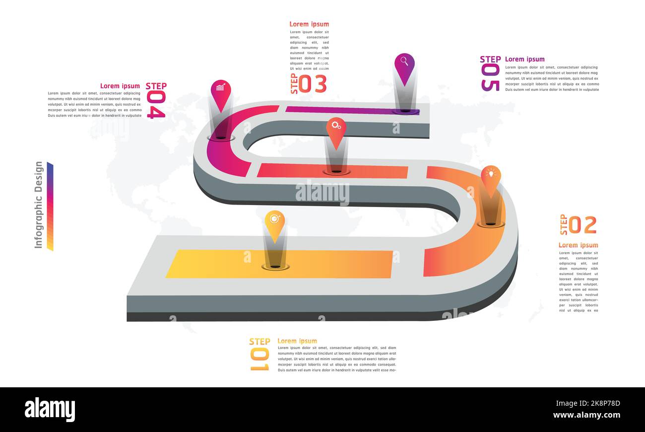 An illustration of a modern and colorful infographic design isolated on ...