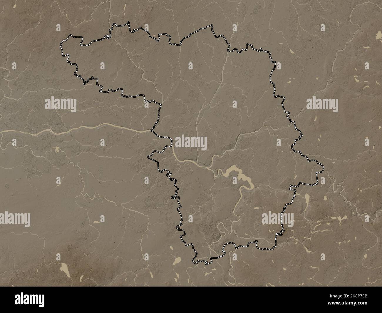 Kauno, county of Lithuania. Elevation map colored in sepia tones with ...