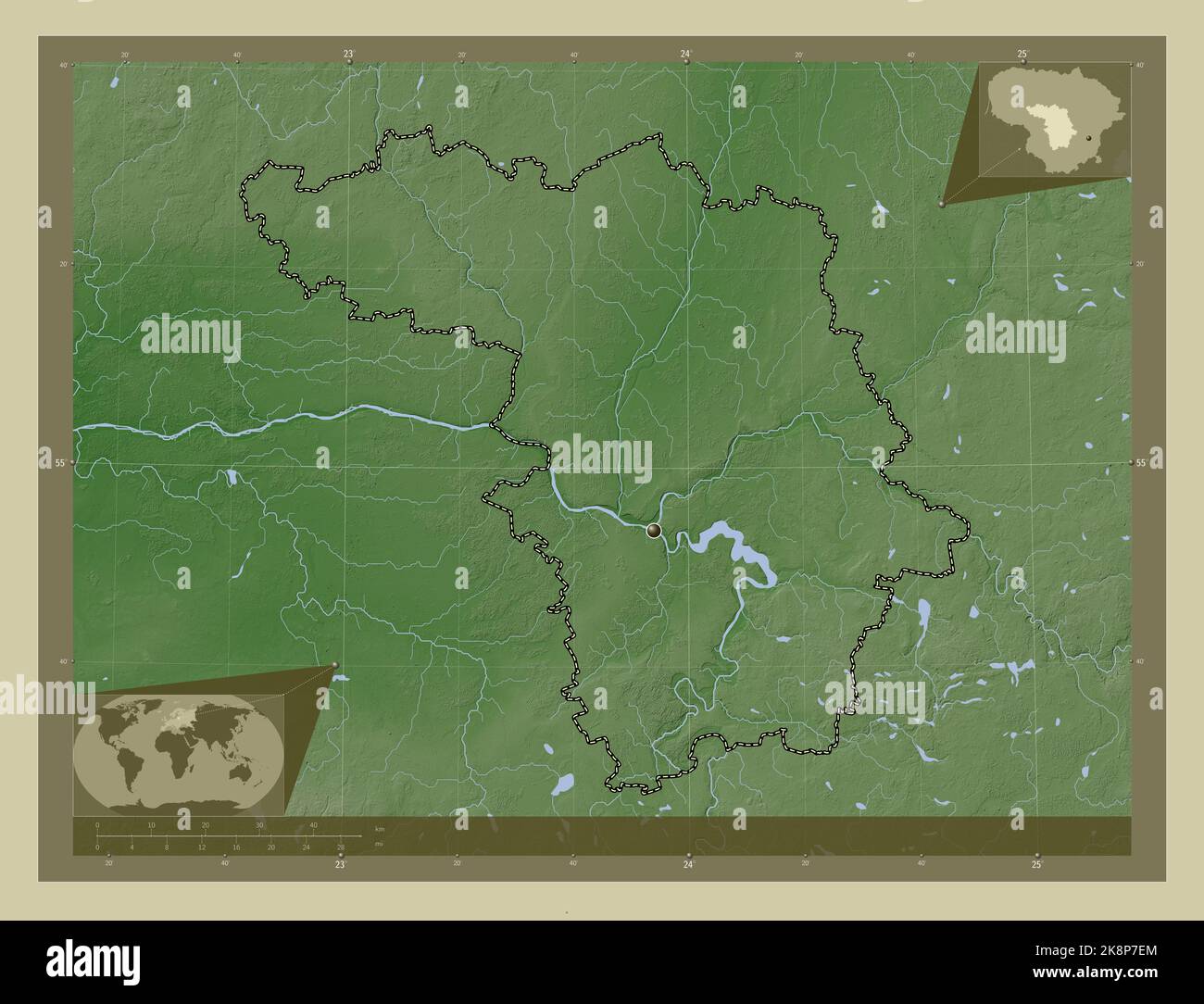 Kauno, county of Lithuania. Elevation map colored in wiki style with ...
