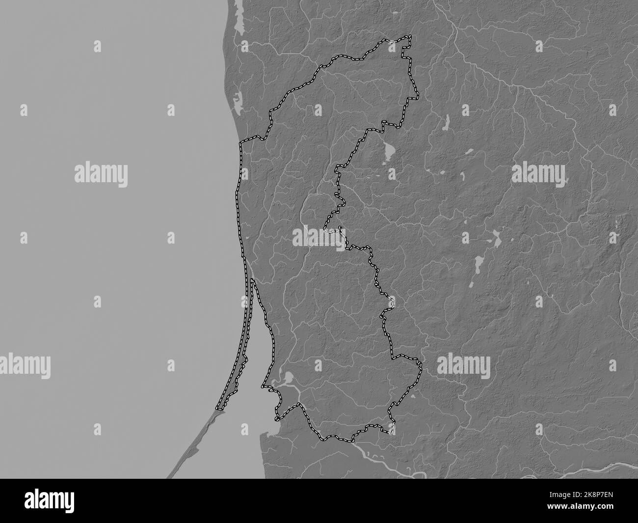 Klaipedos, county of Lithuania. Bilevel elevation map with lakes and ...