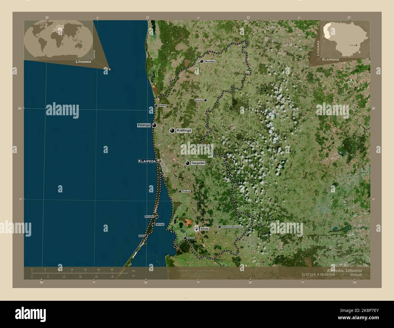 Klaipedos, county of Lithuania. High resolution satellite map ...