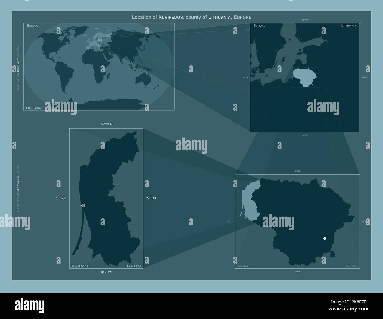Klaipedos, county of Lithuania. Diagram showing the location of the ...