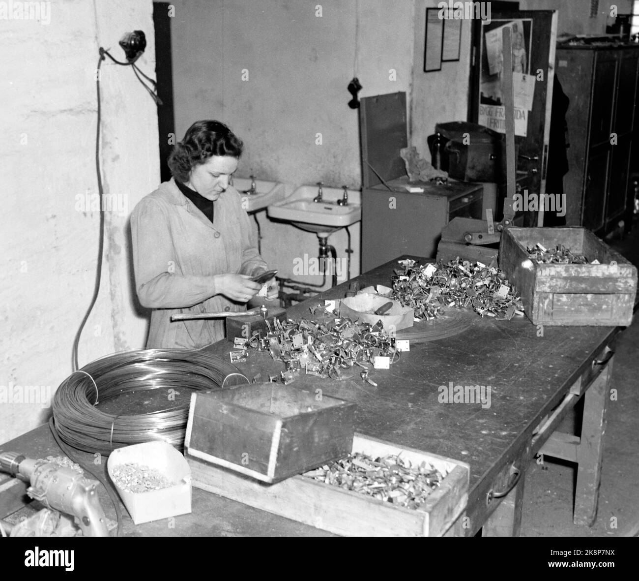 Oslo, Grorud 19470123 Interior from Grorud Hardware Factory. Woman ...