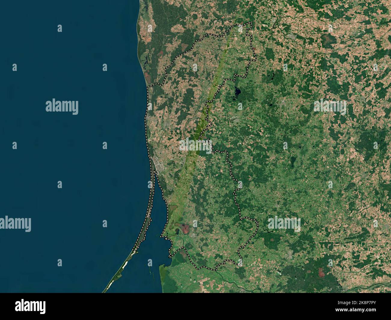 Klaipedos, county of Lithuania. Low resolution satellite map Stock ...