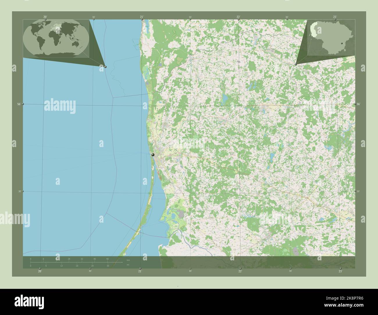 Klaipedos, county of Lithuania. Open Street Map. Corner auxiliary ...