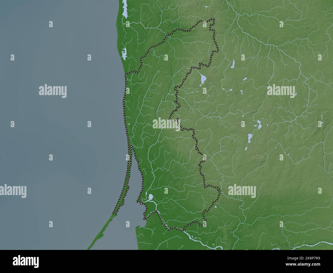 Klaipedos, county of Lithuania. Elevation map colored in wiki style ...