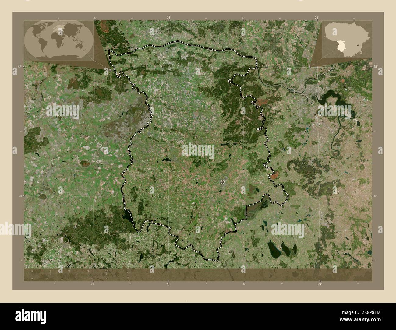 Marijampoles, county of Lithuania. High resolution satellite map ...