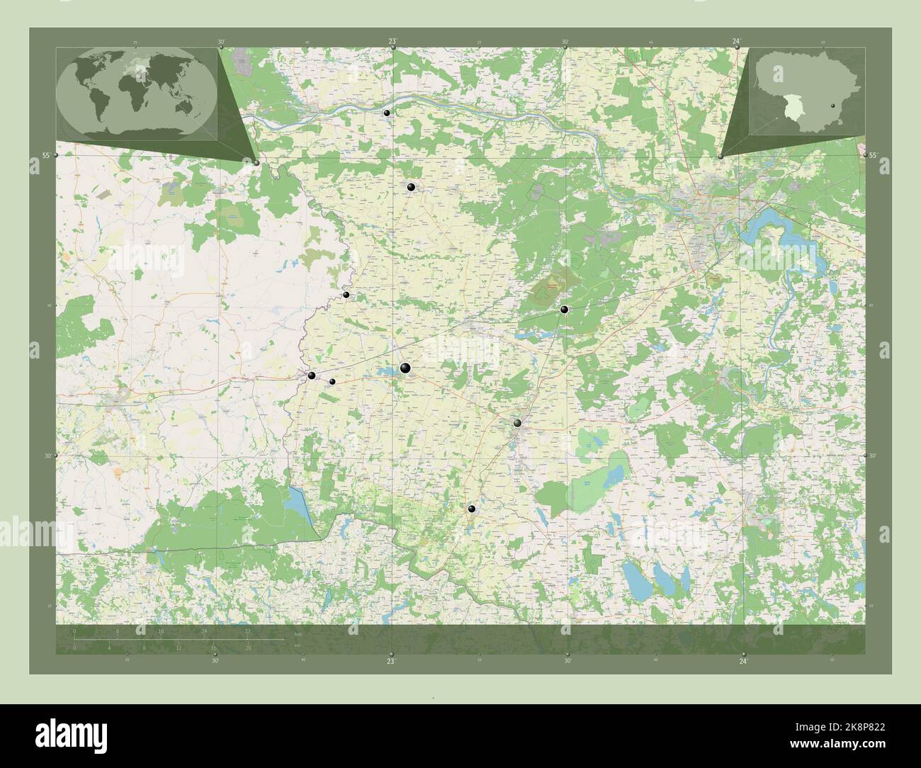 Marijampoles, county of Lithuania. Open Street Map. Locations of major ...