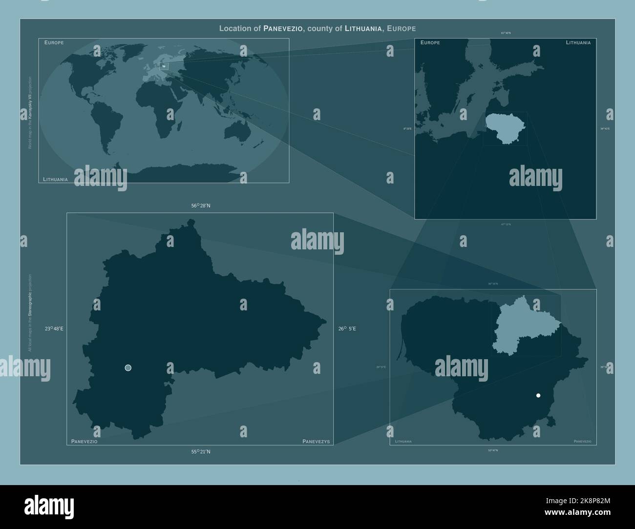 Panevezio, county of Lithuania. Diagram showing the location of the ...