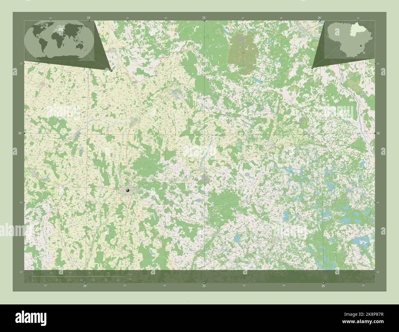 Panevezio, county of Lithuania. Open Street Map. Corner auxiliary ...