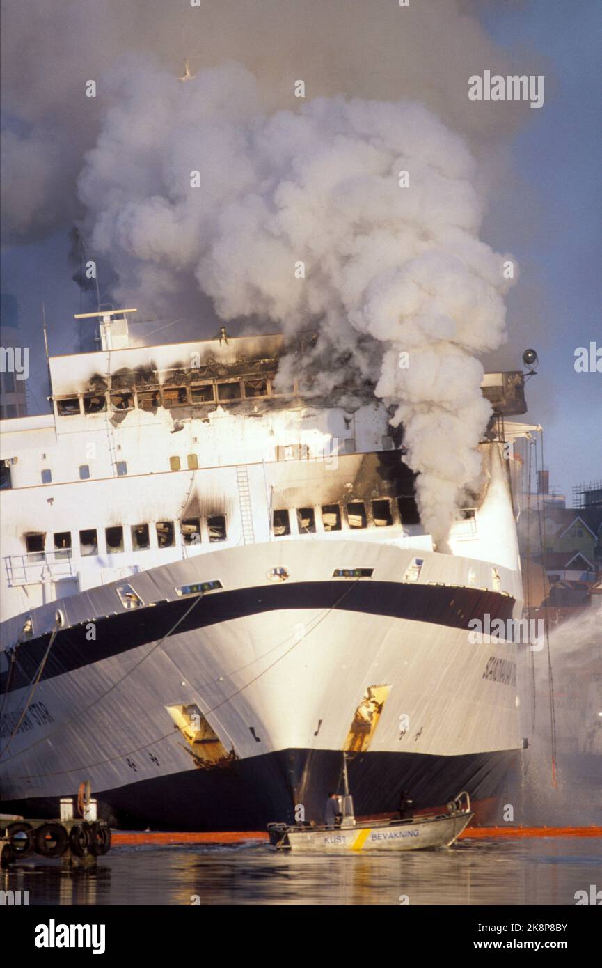 Lysekil, Sweden 19900408. Fire on board the passenger ferry ...