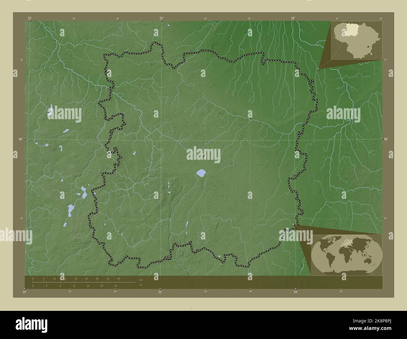 Siauliai, county of Lithuania. Elevation map colored in wiki style with ...