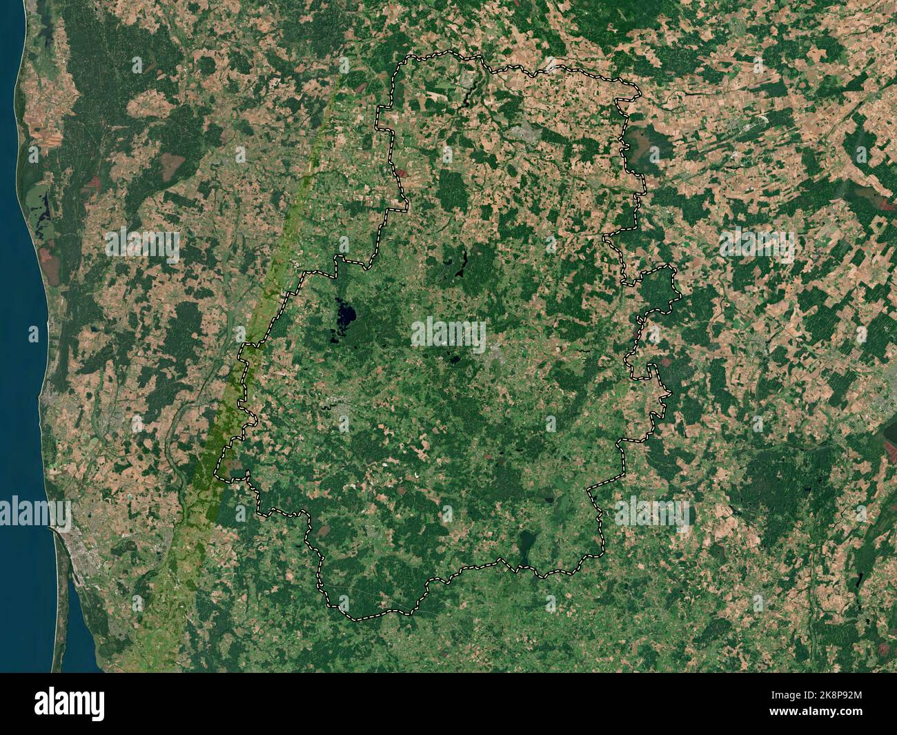 Telsiai, county of Lithuania. Low resolution satellite map Stock Photo ...