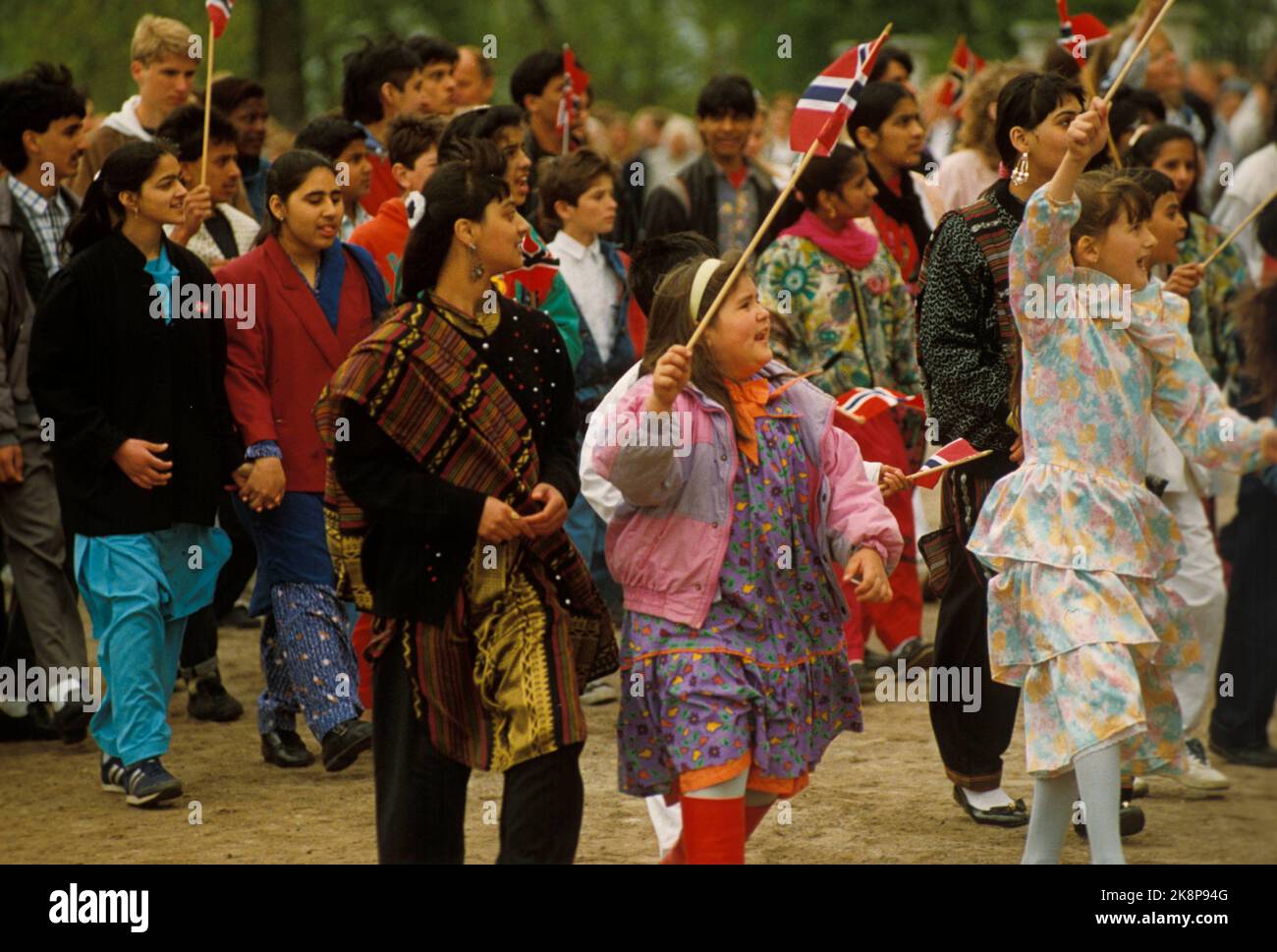 May 17 train in oslo with happy immigrant children photo hi-res stock ...