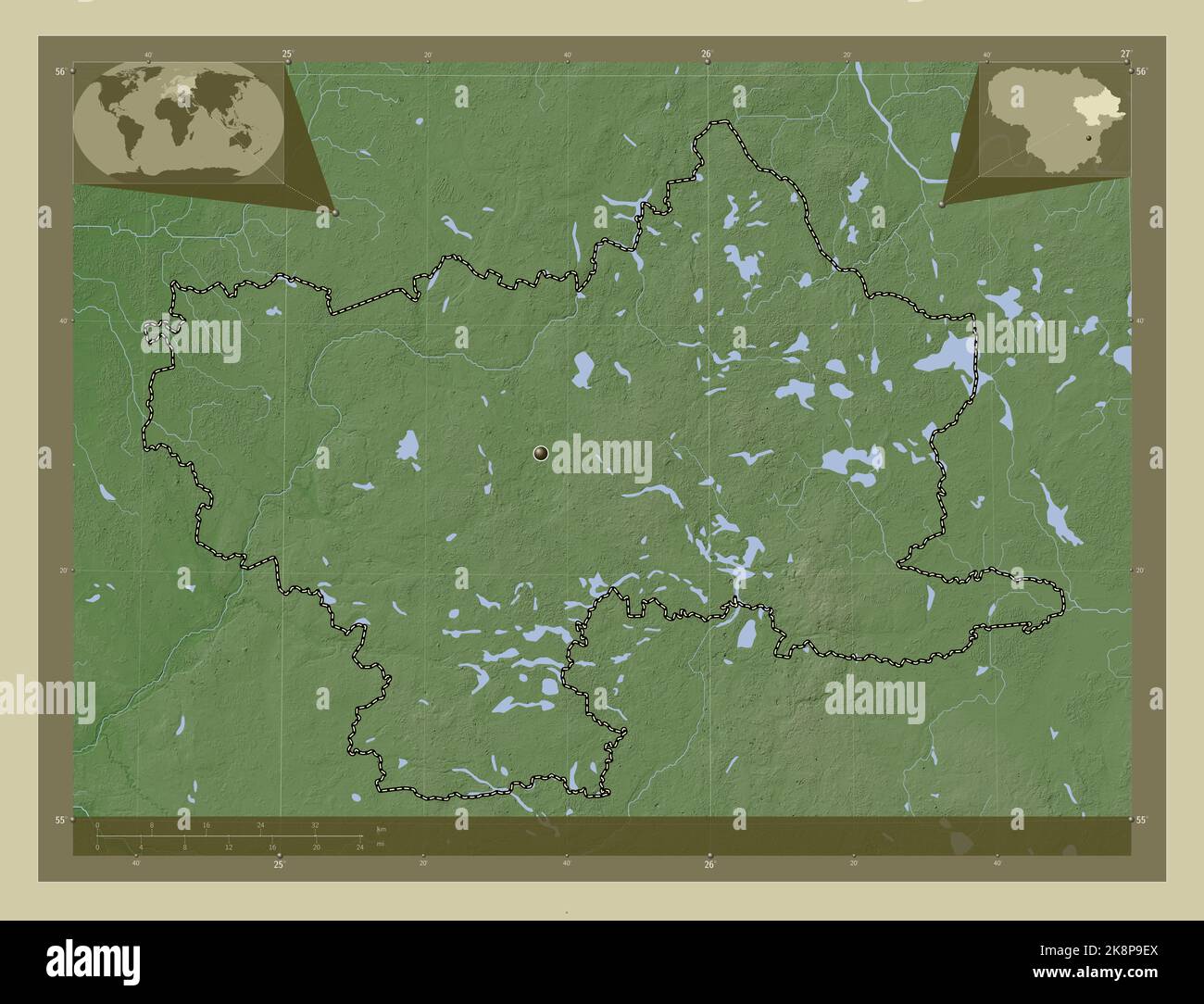 Utenos, county of Lithuania. Elevation map colored in wiki style with ...