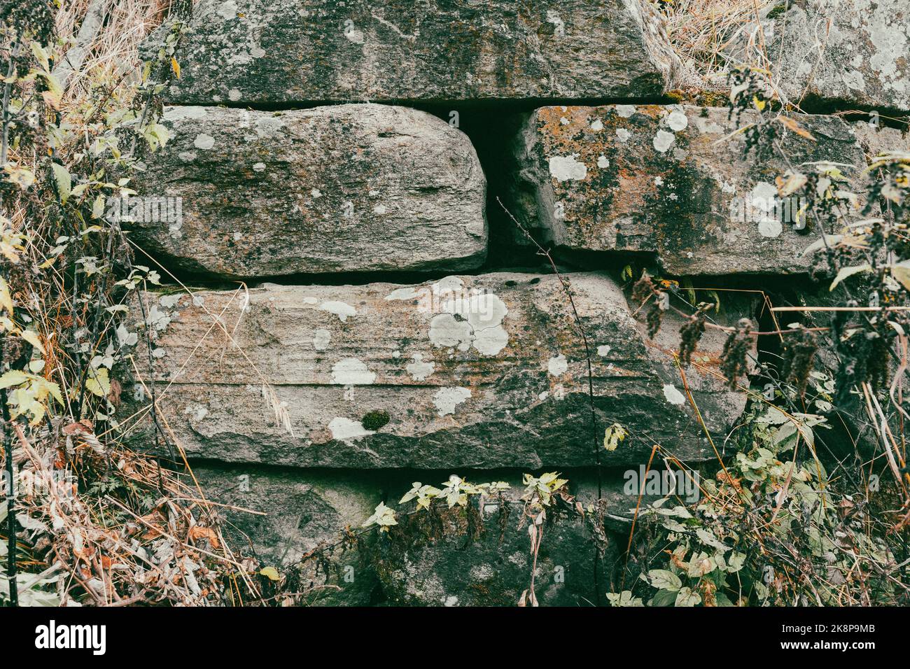 stone foundation of abandoned barn in autumn Stock Photo - Alamy